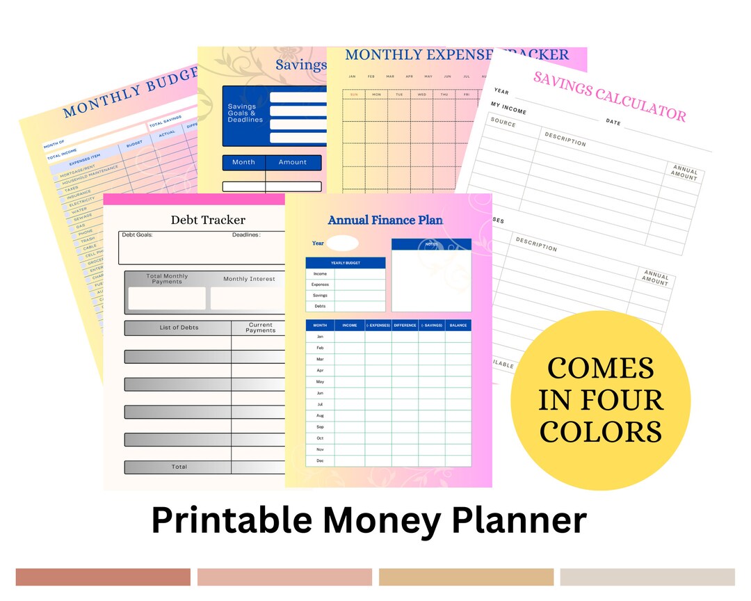 Printable Money Planner With Budget Template Habit Tracker Worksheet ...