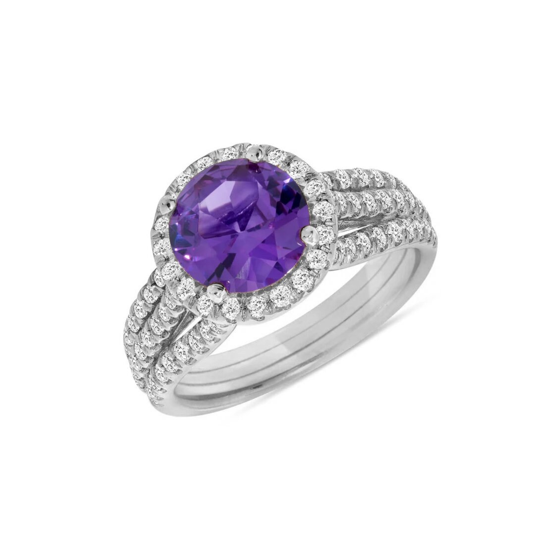 Frauen Ring Amethyst Diamant Gold Ring mit Amethyst Schmuck - Etsy.de