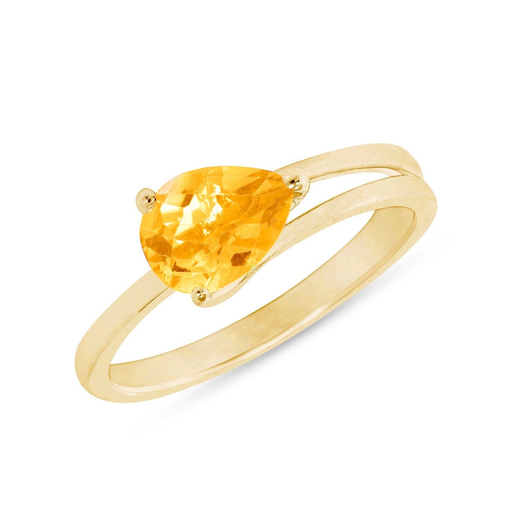 November Birthstone Ring, Citrine Solid Gold Ring, Gemstone Ring ...