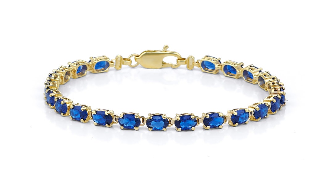 Lab Created Blue Sapphire Bracelet, Royal Blue Bracelet for Women ...