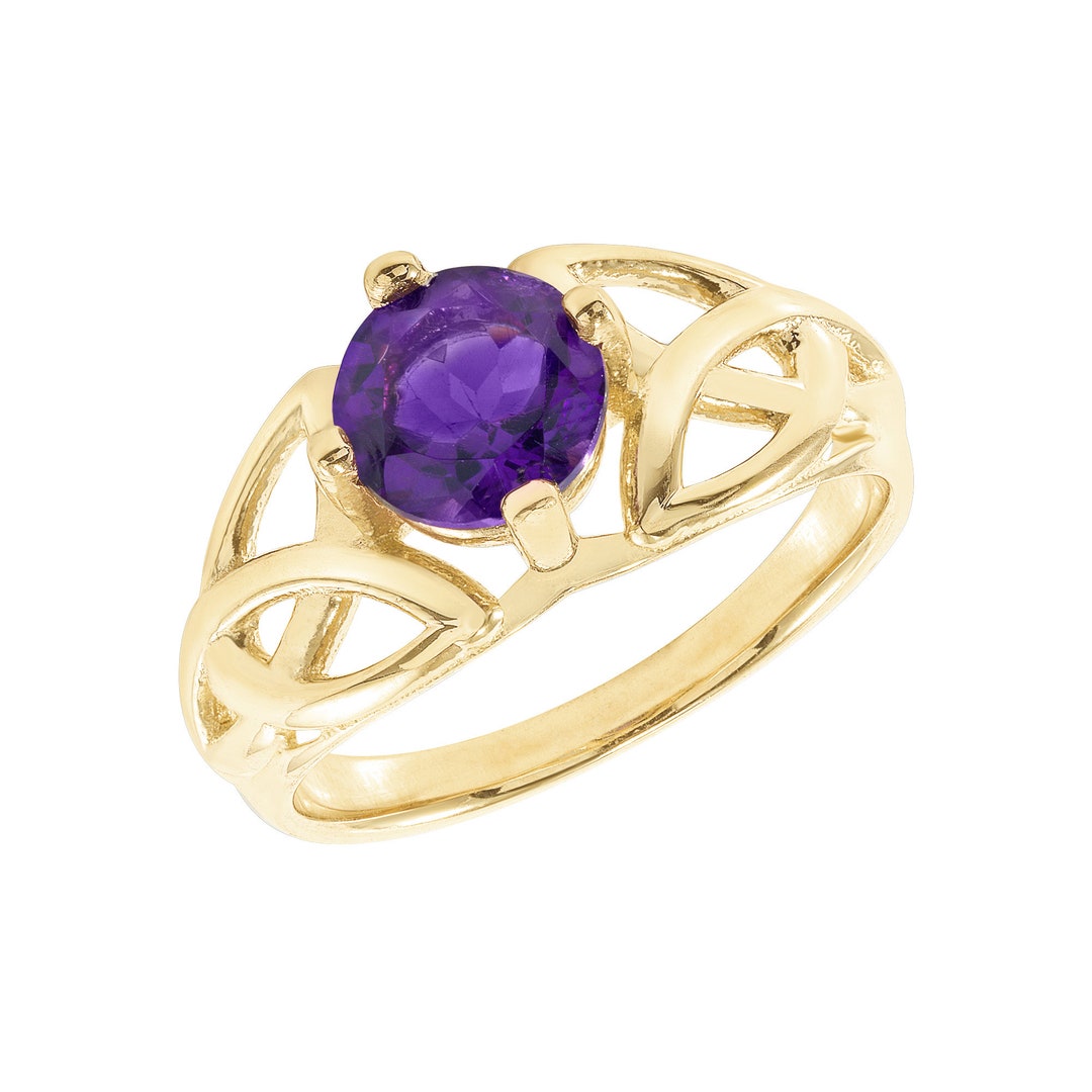 Gold Ring mit Amethyst Edelstein, Statement Ring für Frau, Februar ...