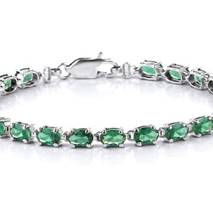 Lab Created Emerald Bracelet, Solid Gold Green Emerald Bracelet ...