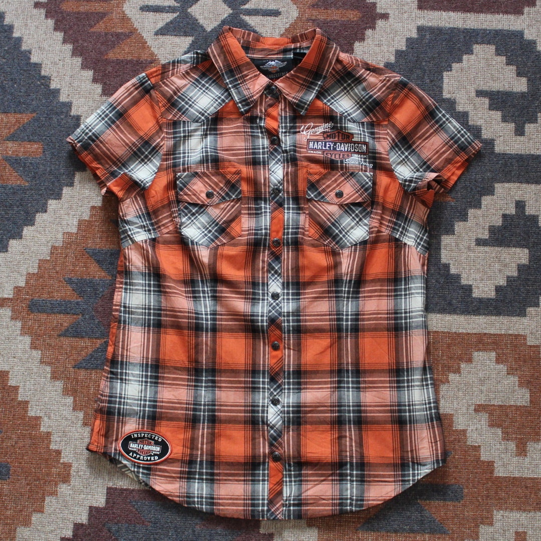 Vintage Checkered Harley Biker Womens Shirt - Etsy