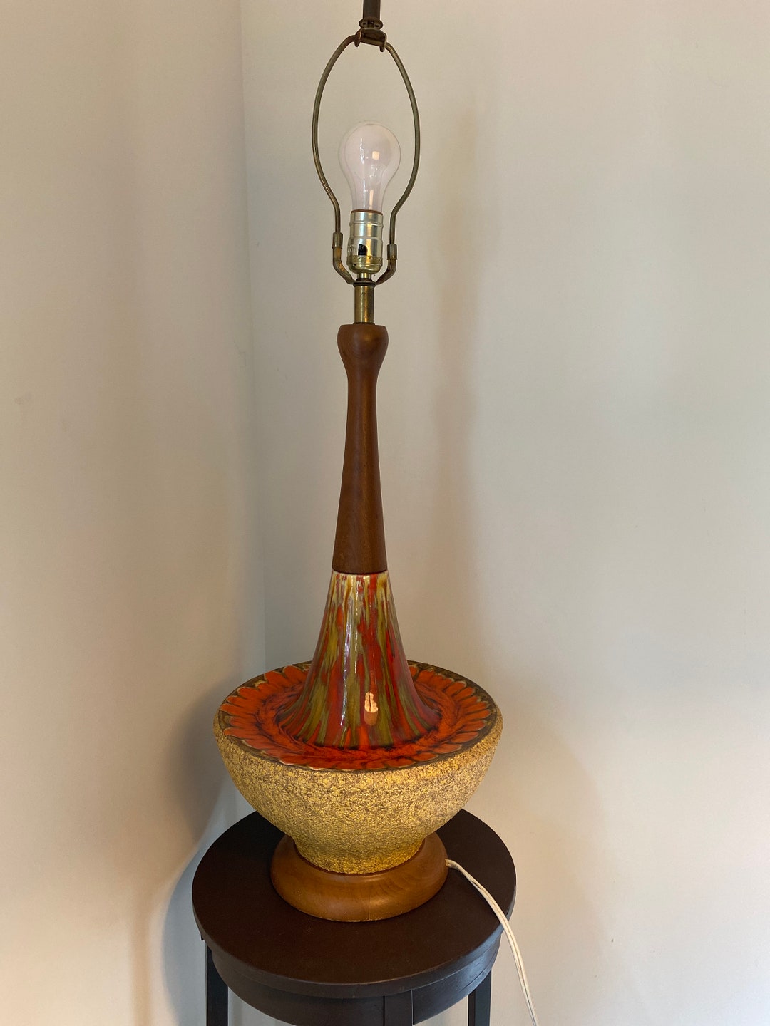 Vintage Danish Drip Orange Glazed Lamp - Etsy