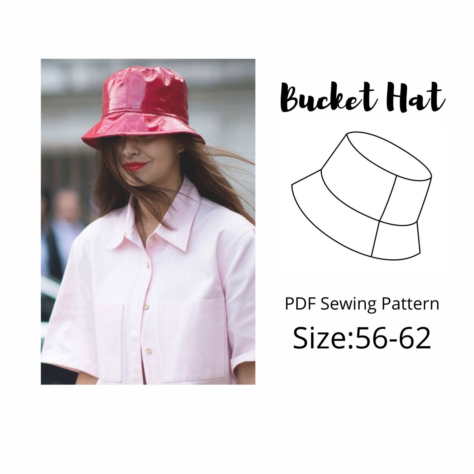 Trend Bucket Hat PDF Sewing Pattern 56-62 Cm Instant | Etsy Canada