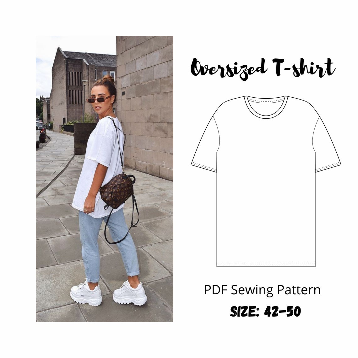Oversized T-shirt Big Sizes 42-50 PDF Sewing Pattern - Etsy