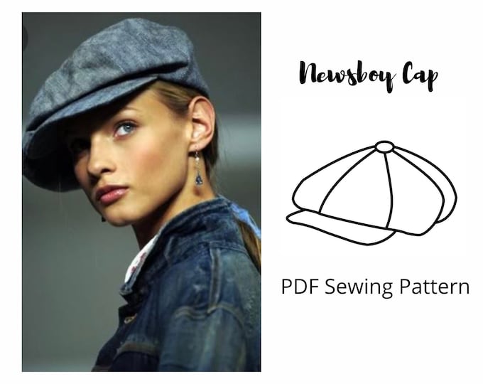 6 Panels Women Flat Newsboy Cap PDF Sewing Pattern Hat Pattern Instant ...