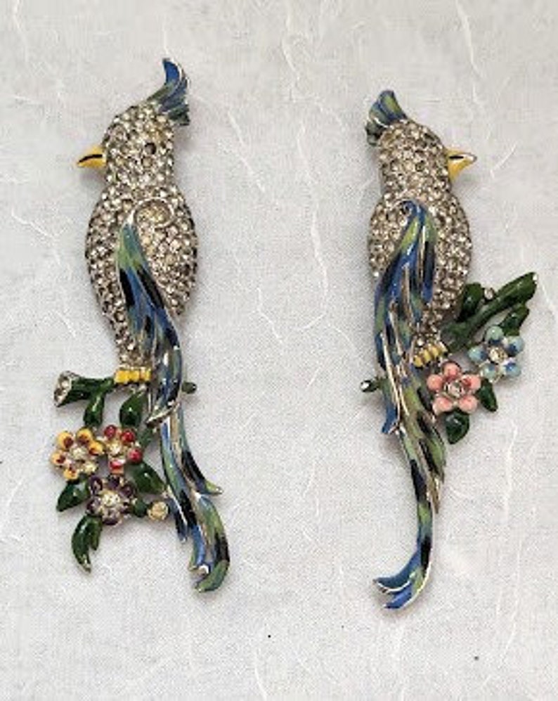 Vintage 1940s Coro Parrot Duette Brooch-fur Clip - Etsy