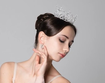 White Crystal Crown for Ballet Variation Headpiece Jewelry Dancer Tiara ...