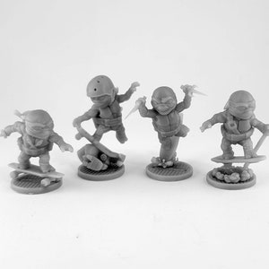 Chibi - Skateshop Turtle Set - 3d Printed Miniatures - Etsy