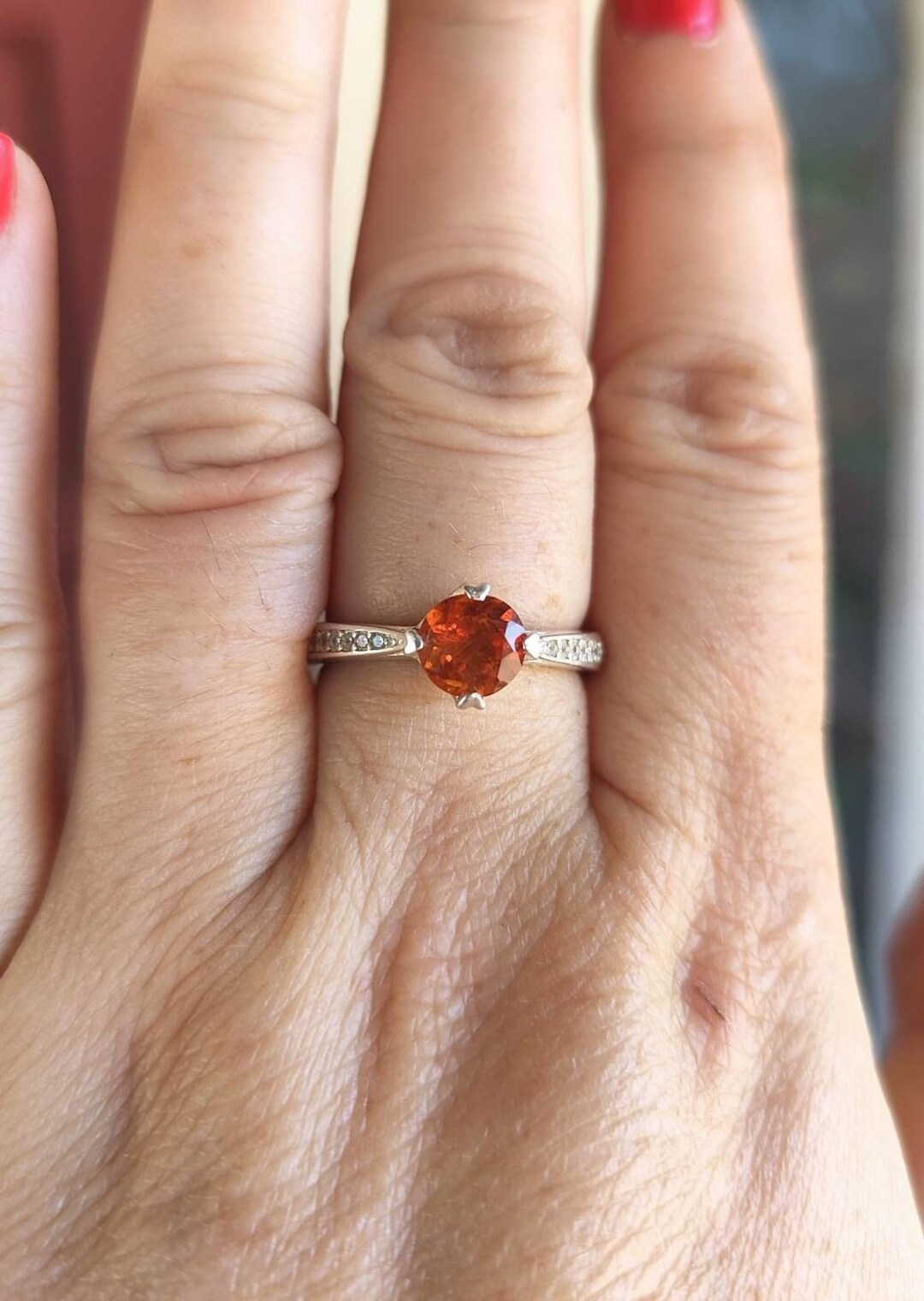 Genuine Madeira Orange Citrine Ring in Sterling Silver CZ Accents ...