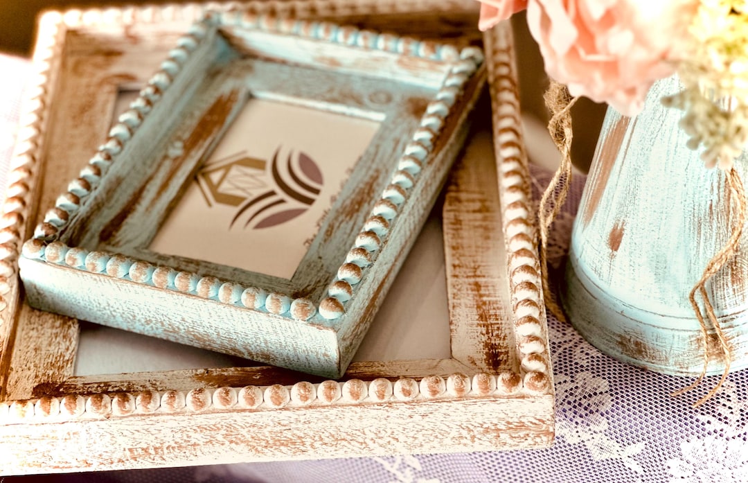 Wooden Beaded Bobbin Picture Frame | Bubble Photo Frames | Hand Painted ...