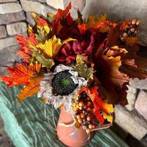 Burnt Orange Fall Centerpiece for Table - Mantle Decor for Fall Autumn ...