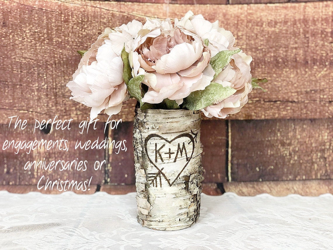 Personalized Vase With Names | Tree Trunk Personalized Gift | Woodsy ...