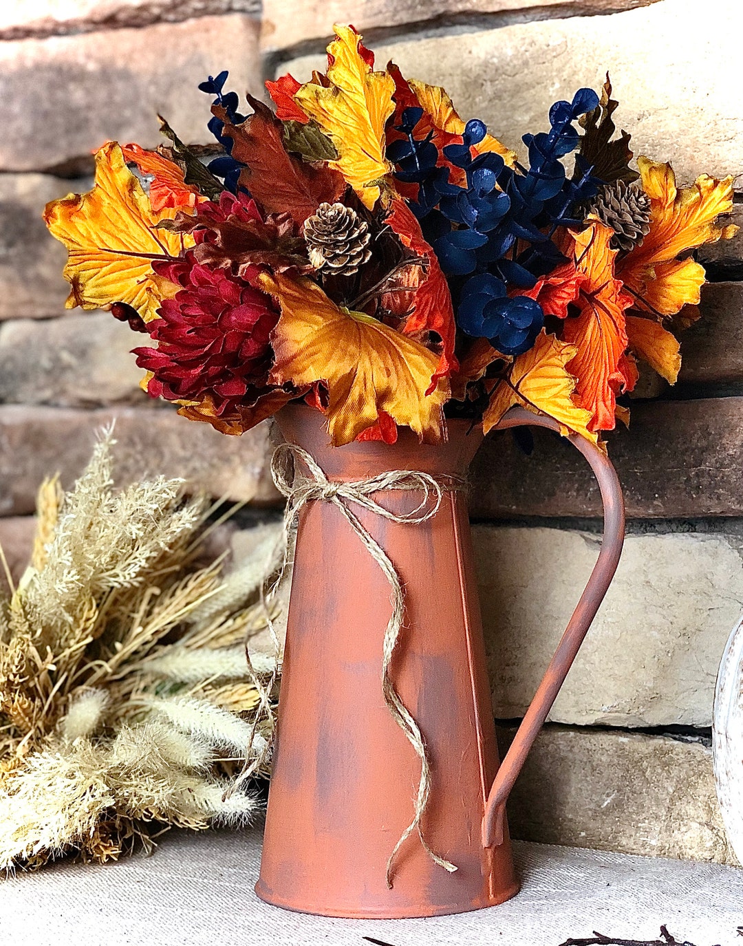 Burnt Orange Fall Centerpiece for Table Mantle Decor for Fall Autumn ...