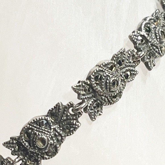 Charming Vintage Marcasite Rose Bracelet Sterling Silver Delight - Etsy