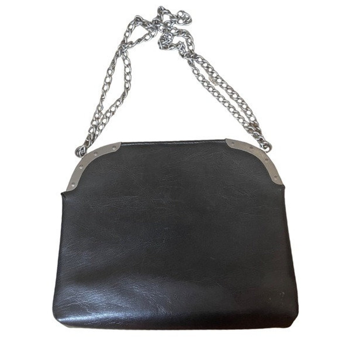 Vintage Punk Rock Chain Link Purse Edgy Black Faux Leather Handbag - Etsy