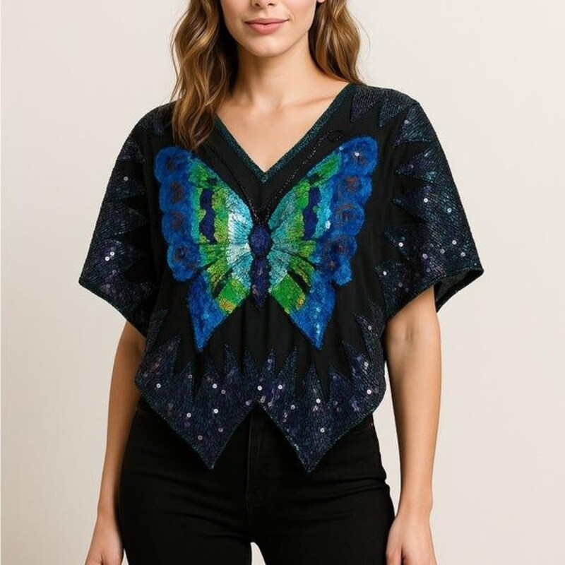 Sequin Butterfly Top - Etsy