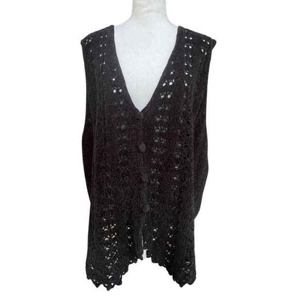 Black Crochet Vest - Etsy