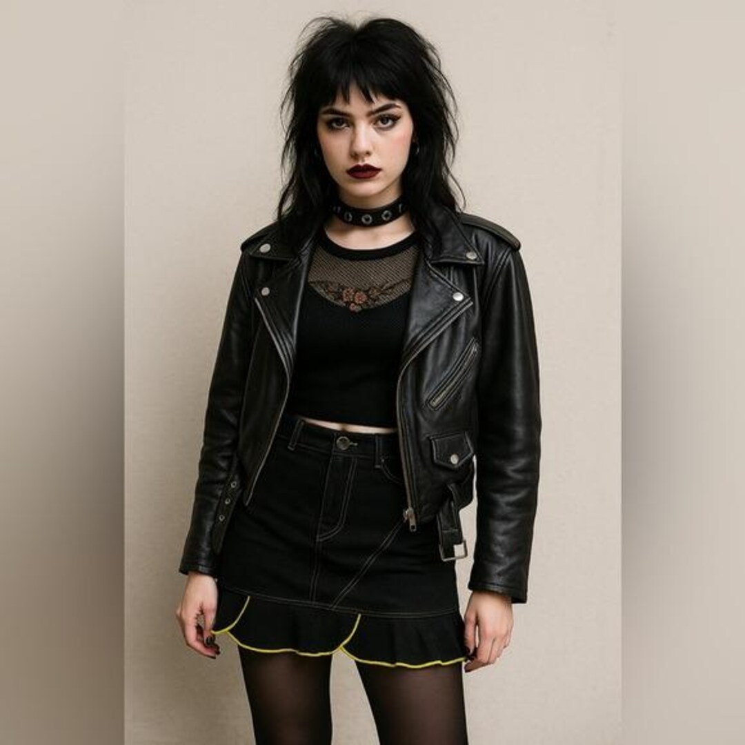 Vintage Y2K Morbid Threads Black Mini Skirt With Yellow Stitching ...