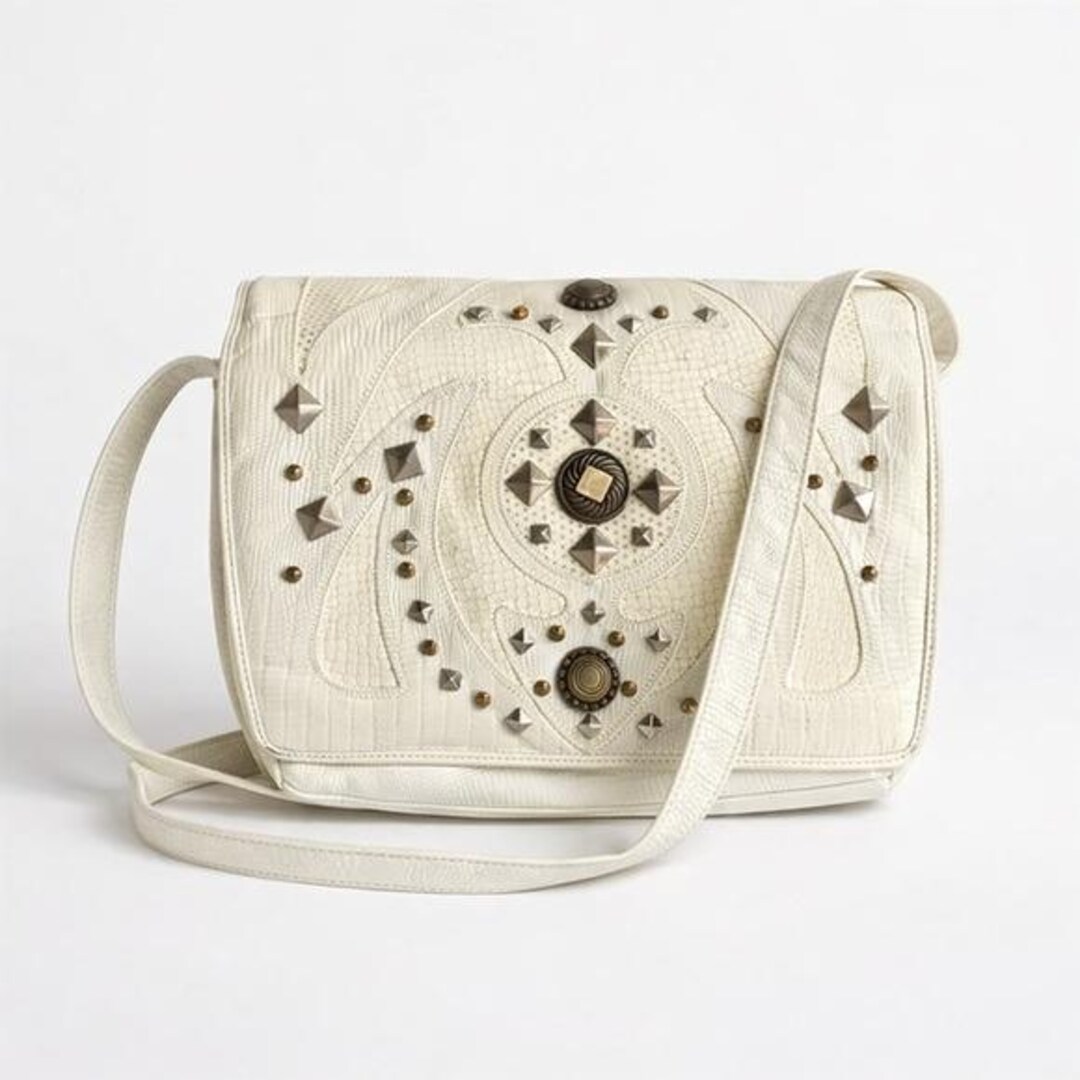 Vintage Sharif White Studded Crossbody Bag | Made in USA | Western ...