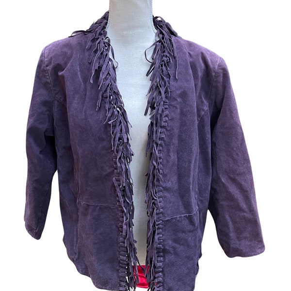 Purple Fringe Leather Jacket - Etsy
