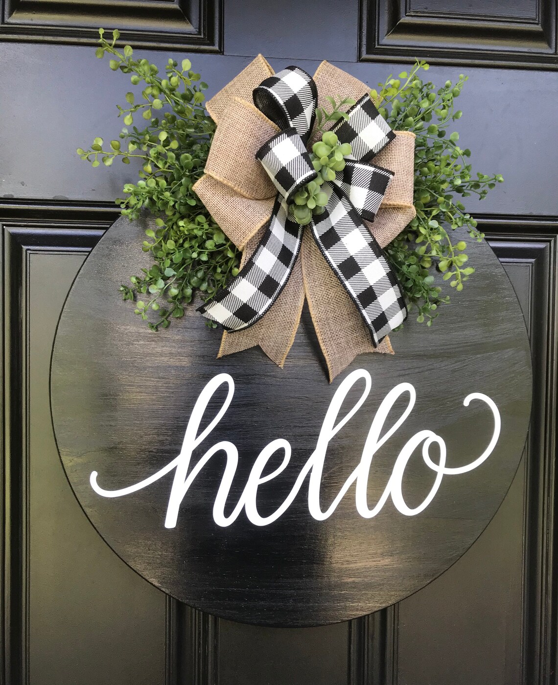 Wood Door Hanger Hello Door Hanger Front Door Sign Wreath - Etsy
