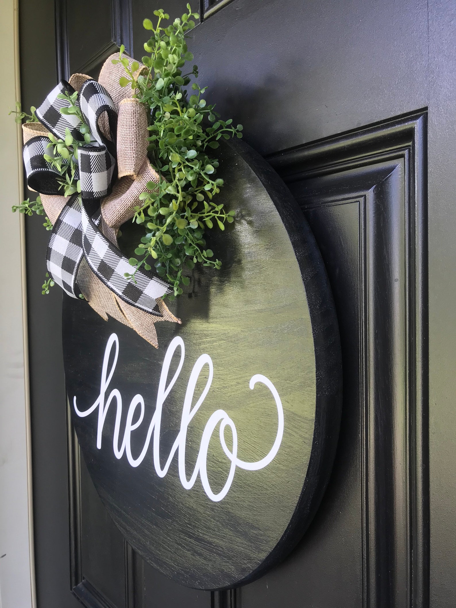 Wood Door Hanger Hello Door Hanger Front Door Sign Wreath - Etsy