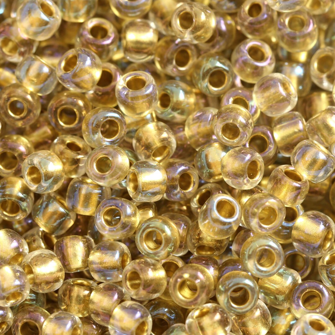 6-262 TOHO 6/0 Round - Inside-color Crystal/gold Lined - TOHO Seed ...