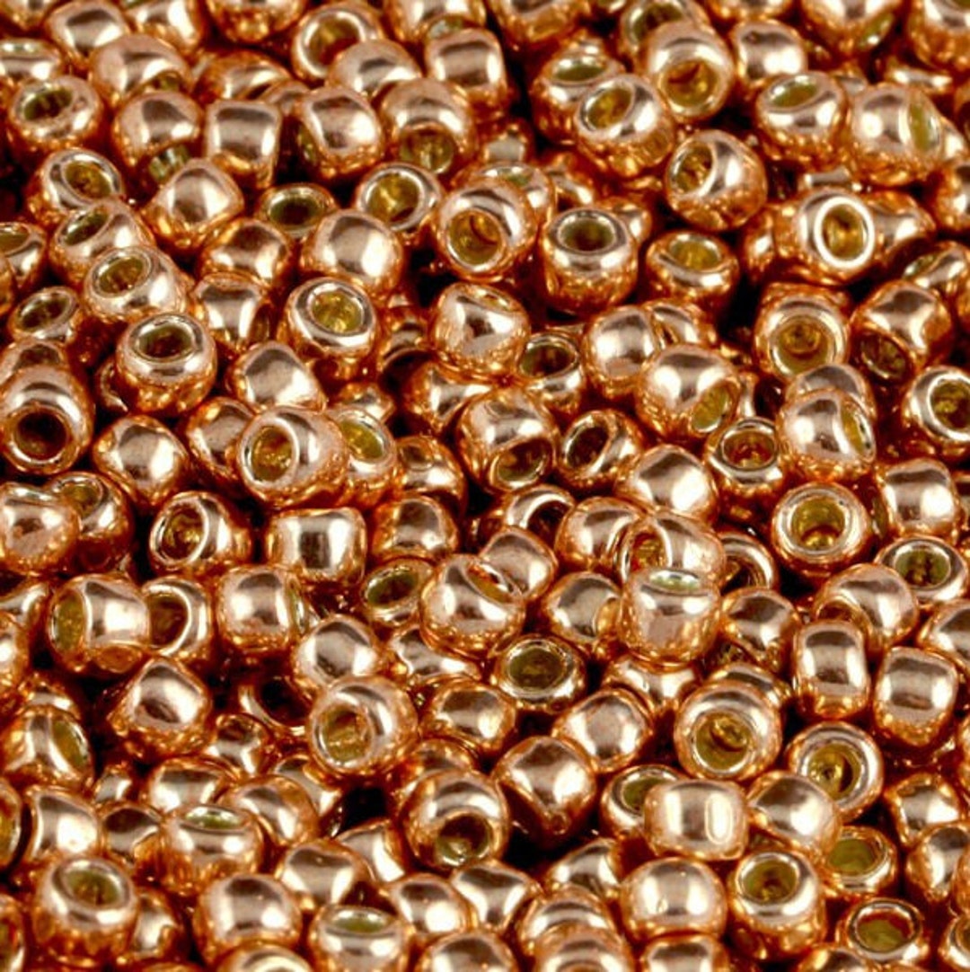 8-PF551 TOHO 8/0 Round Permanent Finish Galvanized Rose Gold TOHO Seed ...