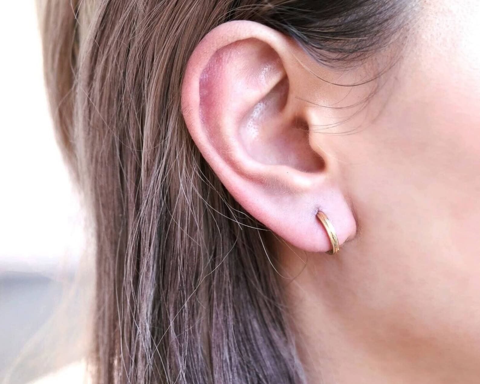 Gold Hoop Earrings Second Hole Earrings Dainty Hoops - Etsy