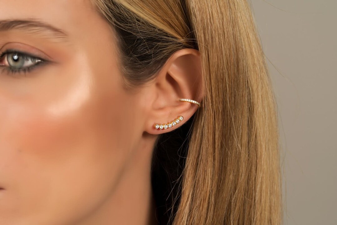 Round Line Ear Climber Ear Crawlers Curved Bar Earrings - Etsy