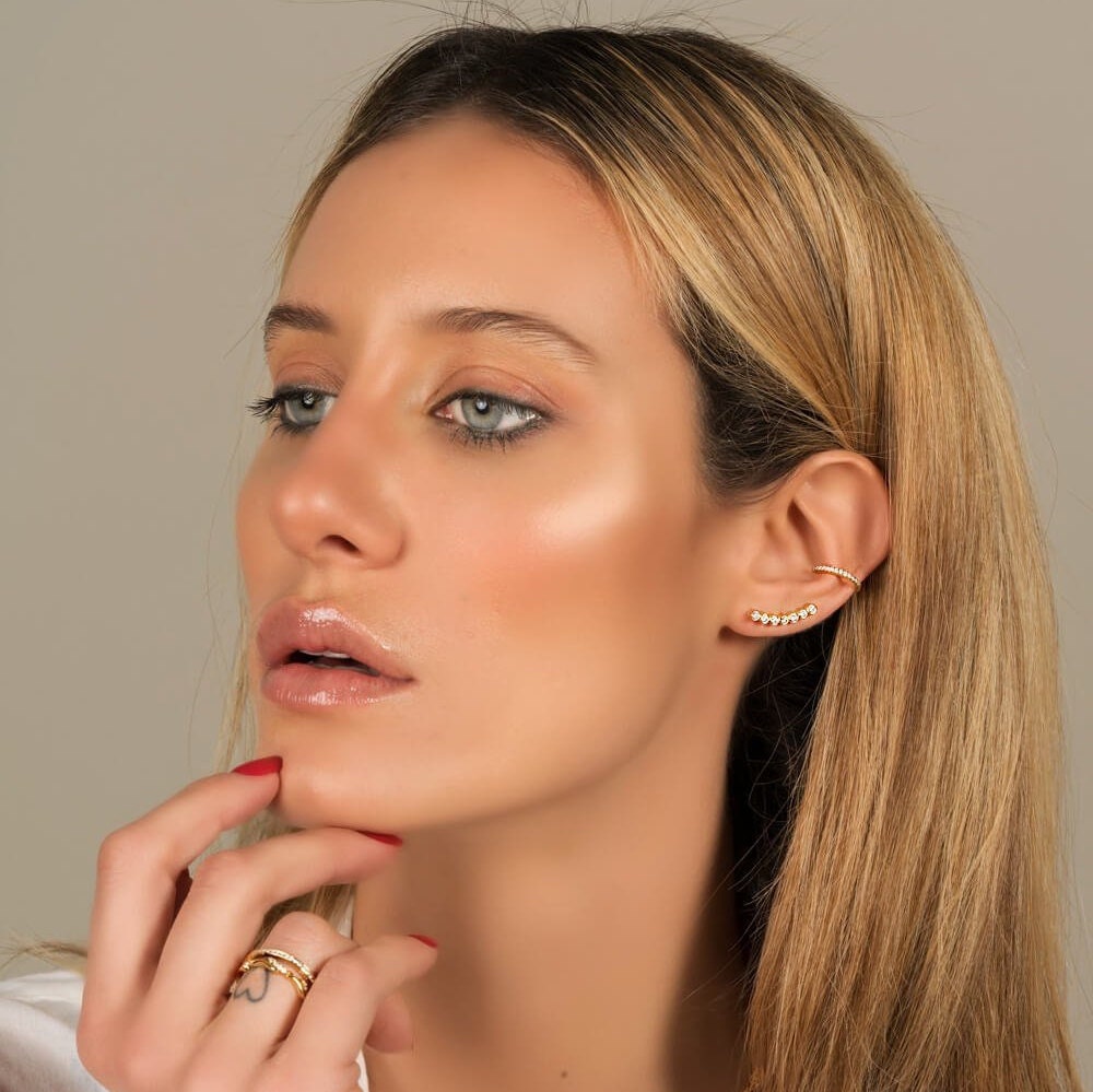 Round Line Ear Climber Ear Crawlers Curved Bar Earrings | Etsy