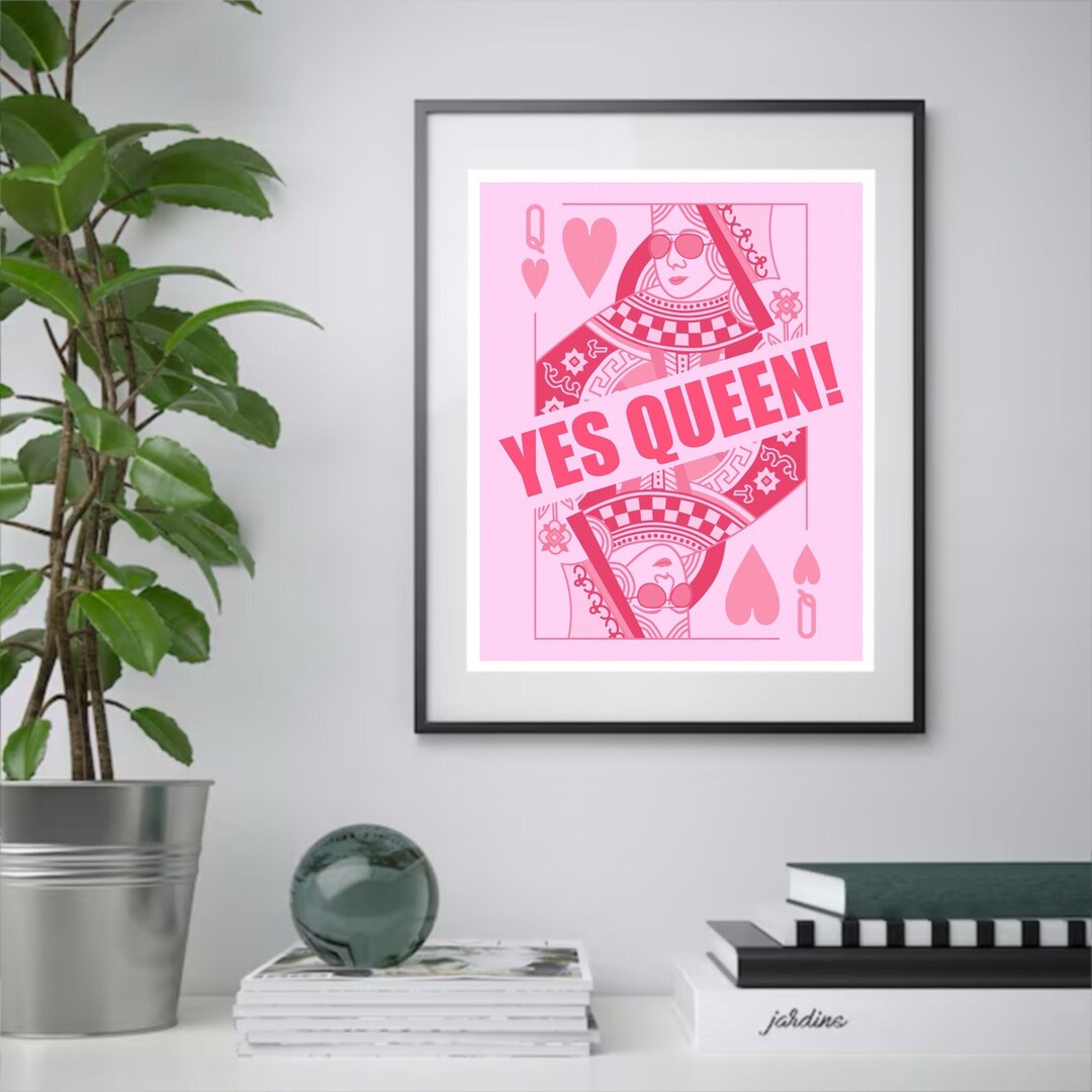 Yes Queen!, Queen of Hearts, Playing Card, Trendy Decor, Girly Wall Art ...