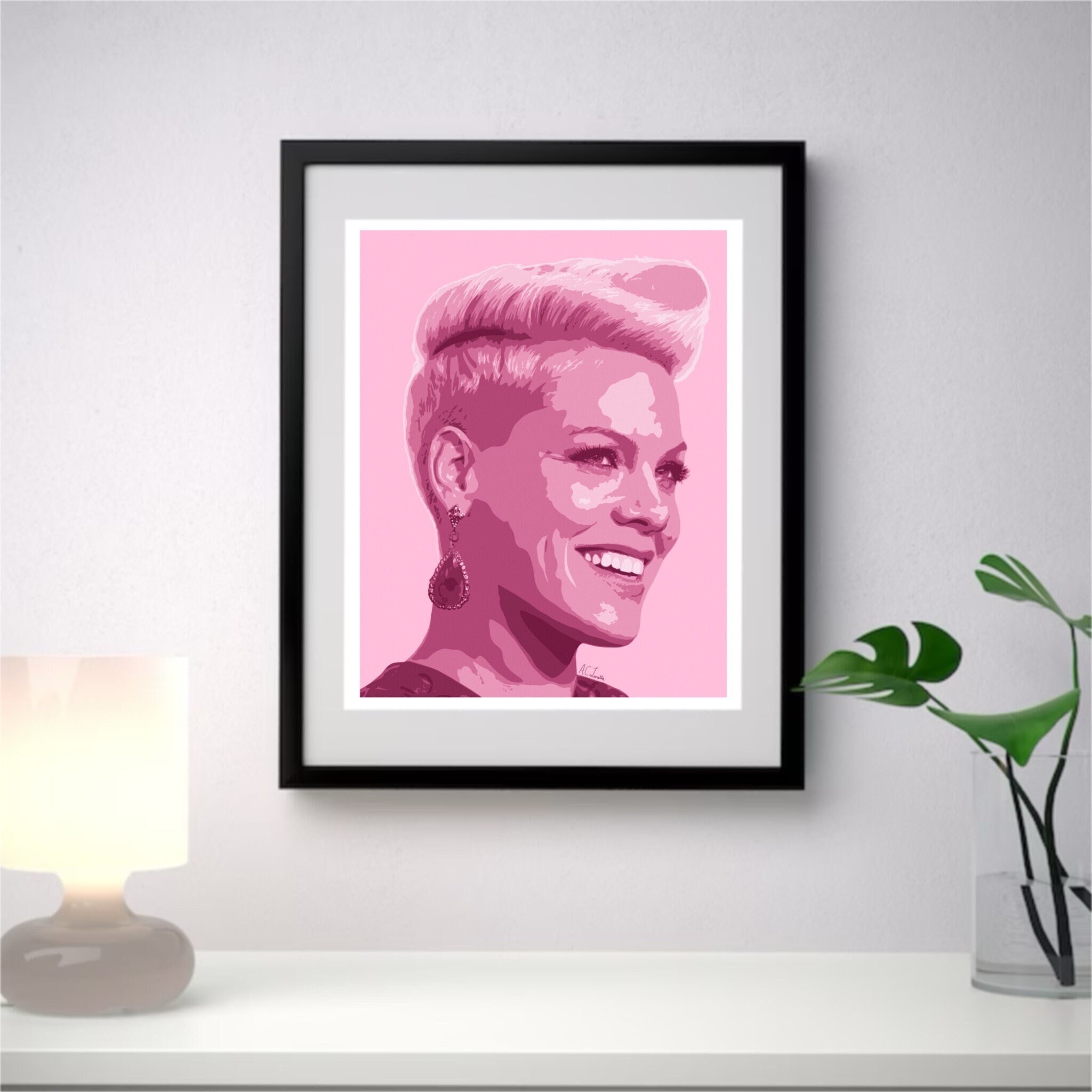 P!nk Portrait, Pink Monochromatic Portrait, Trendy Decor, Girly Wall ...