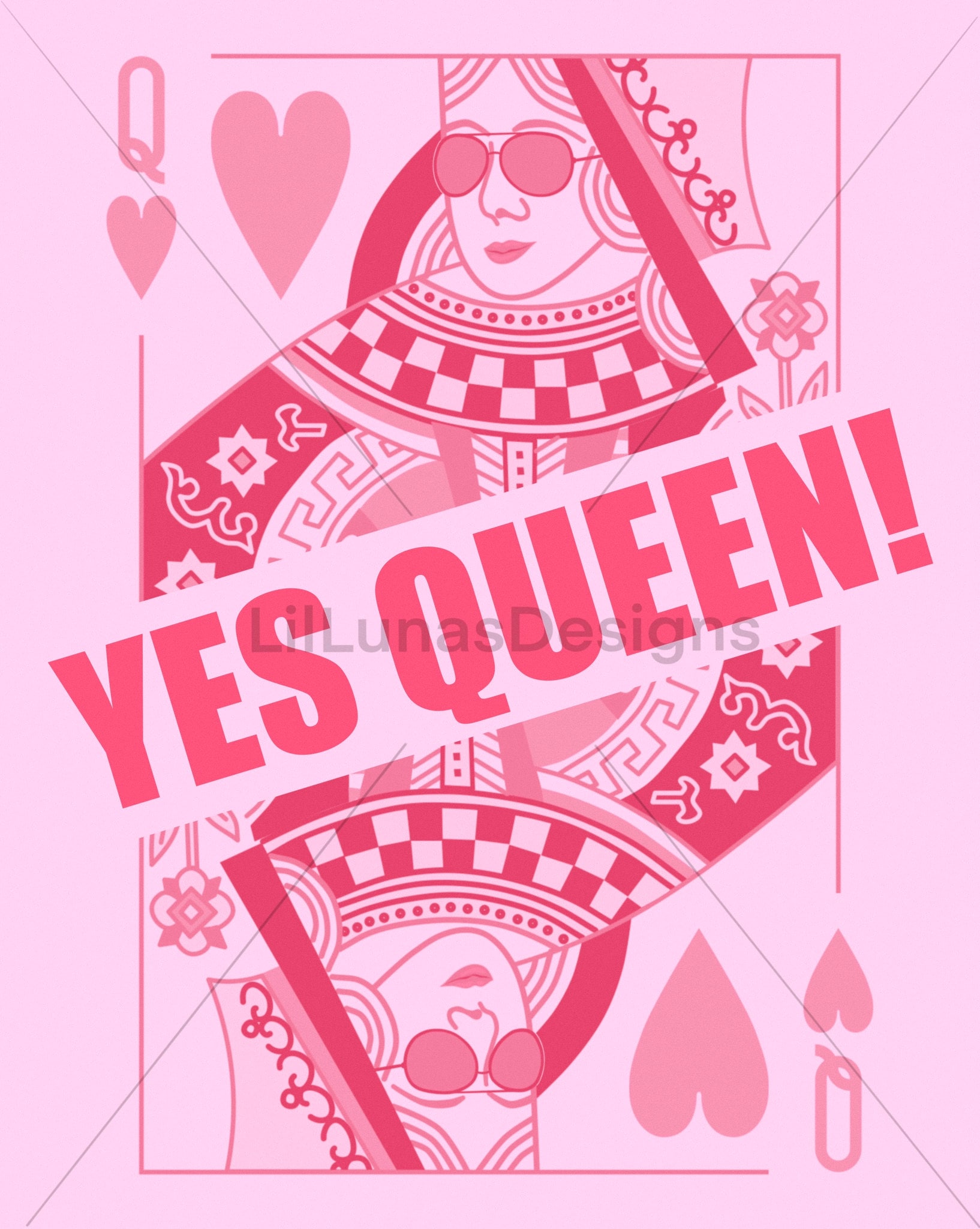 Yes Queen!, Queen of Hearts, Playing Card, Trendy Decor, Girly Wall Art ...