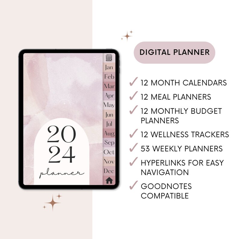 Digital Planner, Instant Download, Printable Pages, iPad Planner, 2024 ...
