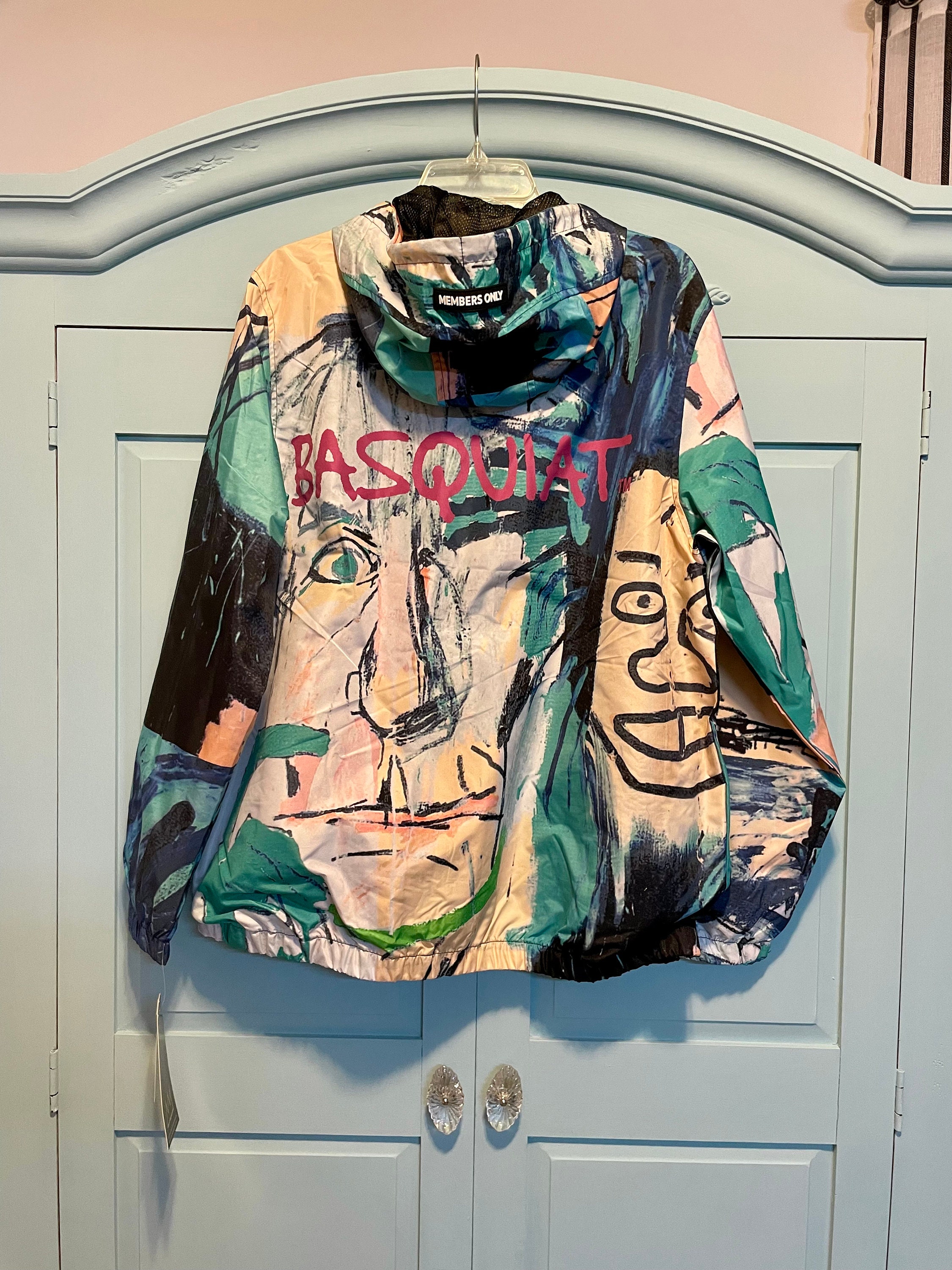 NEW, Members Only X Jean-michel Basquiat Hooded Windbreaker Jacket ...