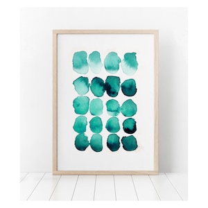 Abstract Watercolour Teal Art Print Turquoise Artminimalist - Etsy