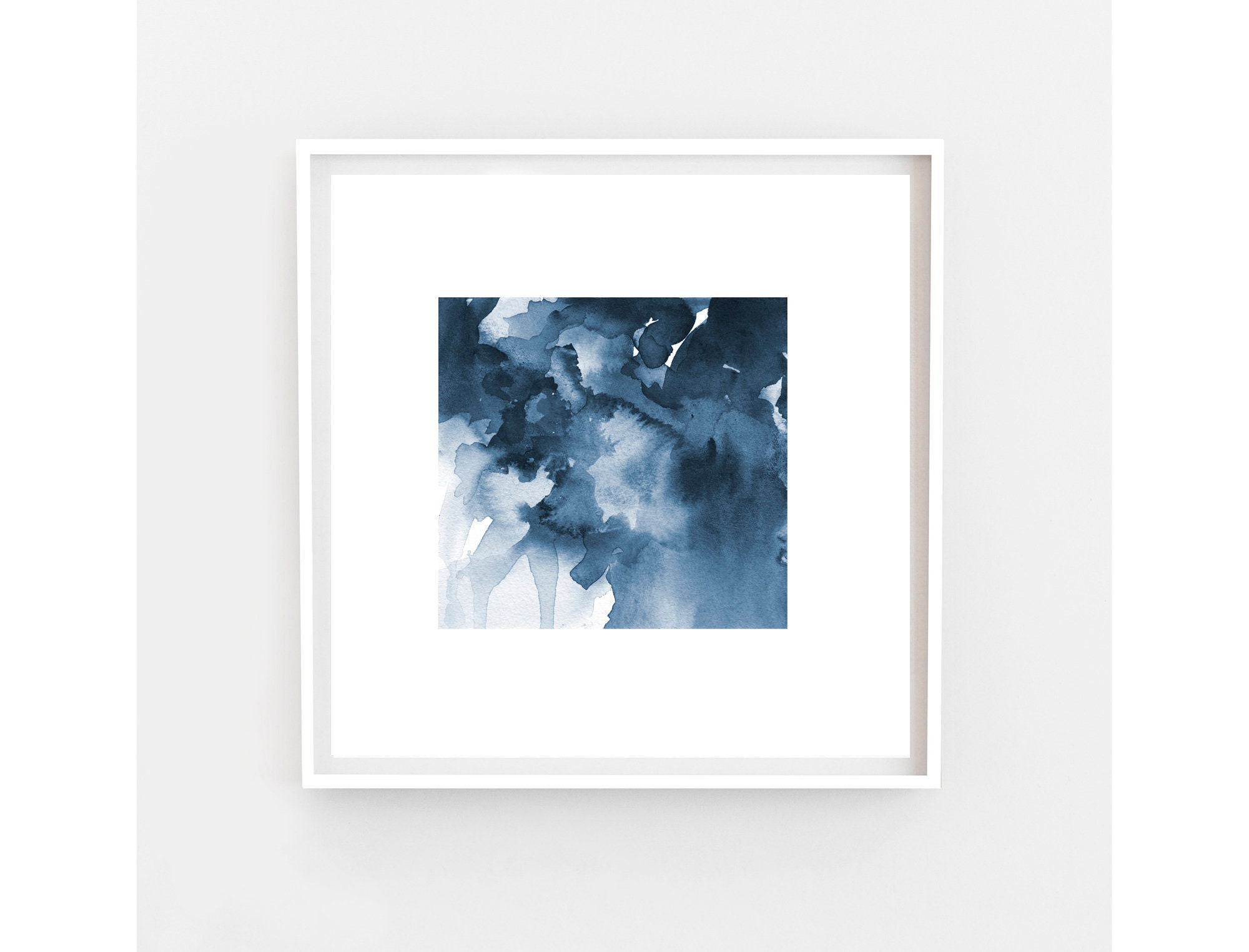 Abstract Watercolour Indigo Blue Art Print, Navy Wall Art,minimalist ...