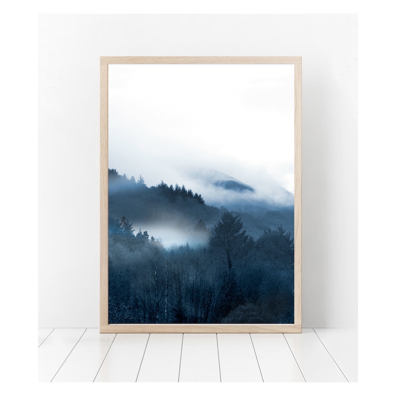 Indigo Forest Printable,blue Misty Forest,modern Landscape Nature Print ...