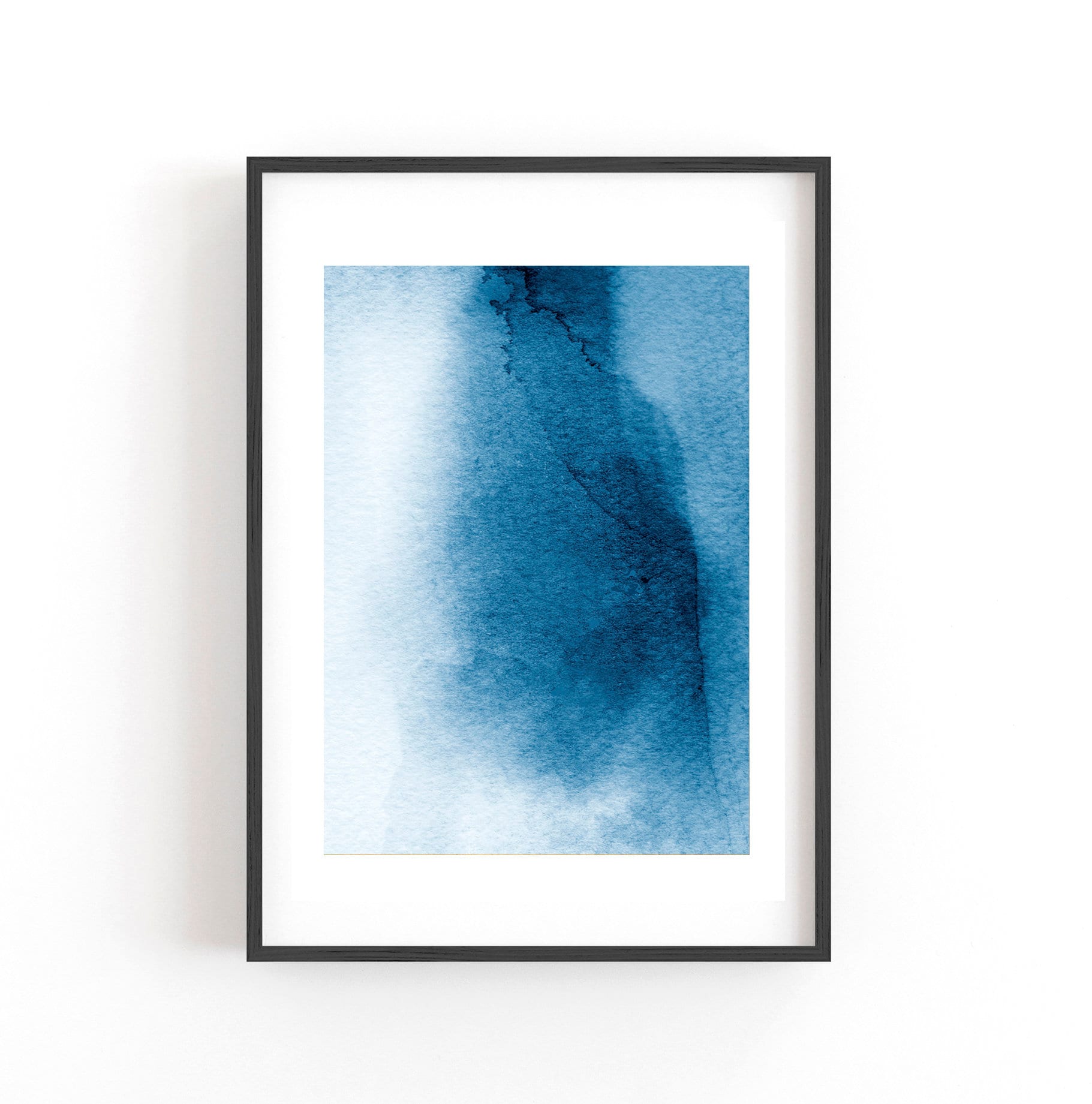 Abstracto azul índigo imprimible, azul marino decoración acuarela ...