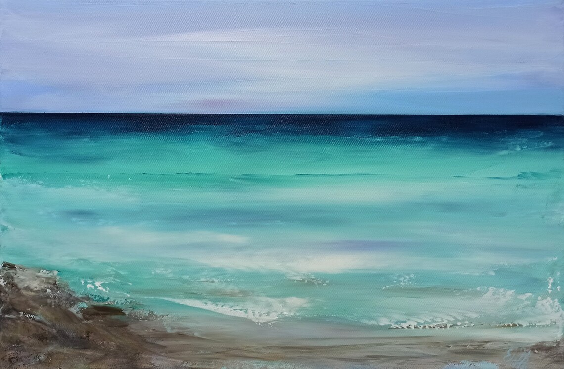 Original Painting Tropical Sea, Maritime Art, Sea Waves Beach, Seascape ...