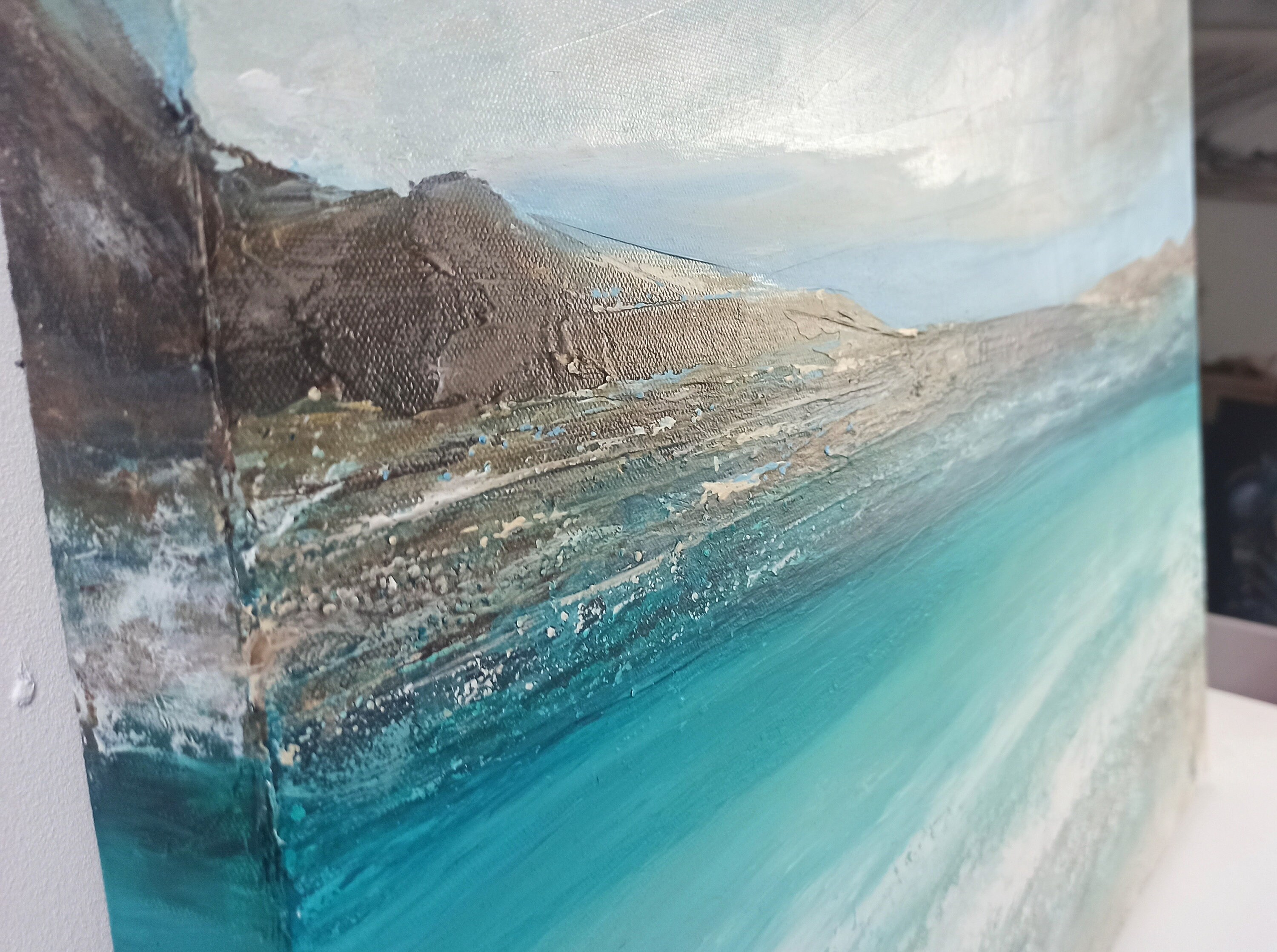 Ocean Painting, Texture Seascape Hand Painted, 3D Effect, 4.5cm Edges ...