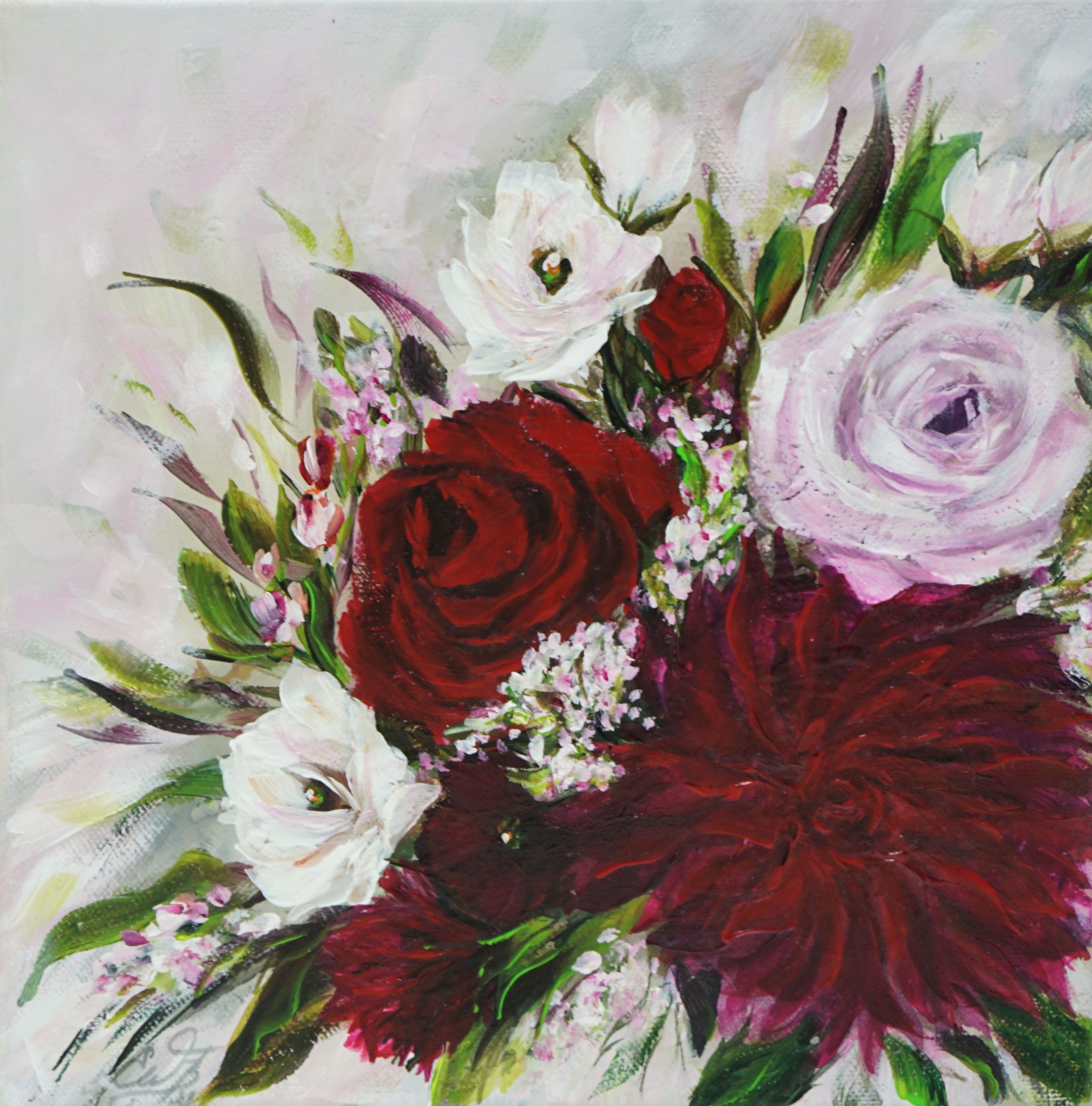 Flower Dream, Flower Acrylic Painting Hand-painted, Beautiful Flowers ...