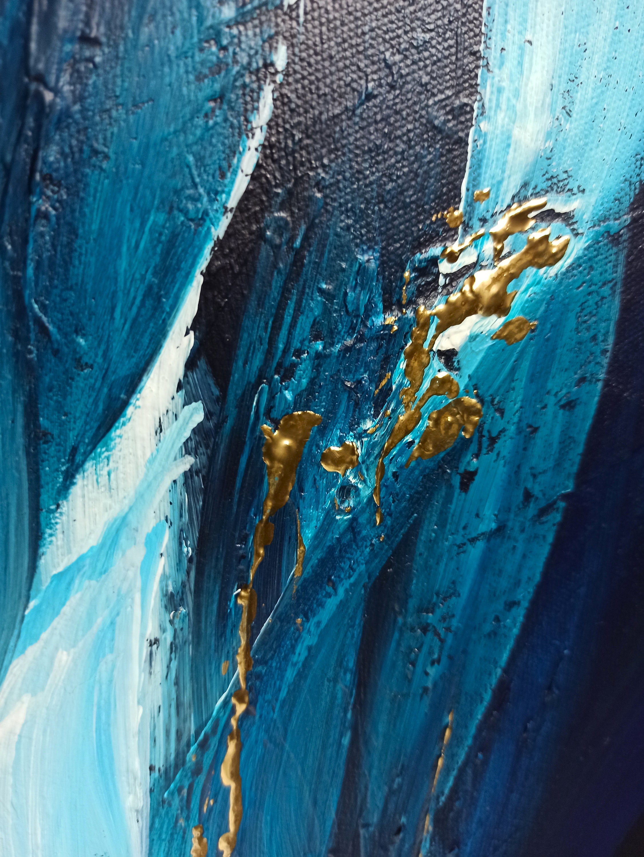 Blue Painting, Blue Line, Abstract Art Hand Painted, Texture Painting ...