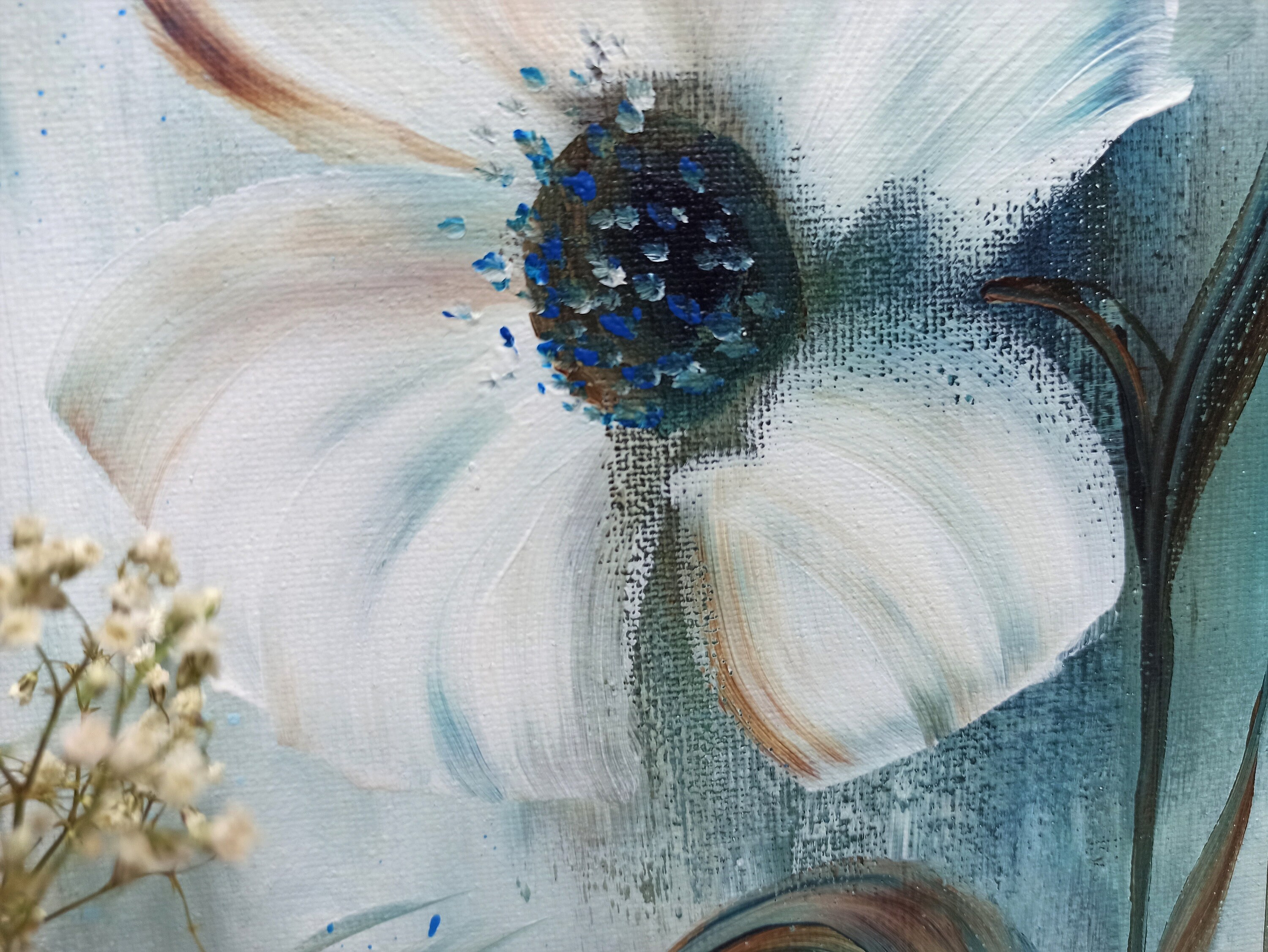 Acrylic Painting, Flower Painted on Canvas Panel, Flower Art in Acrylic ...