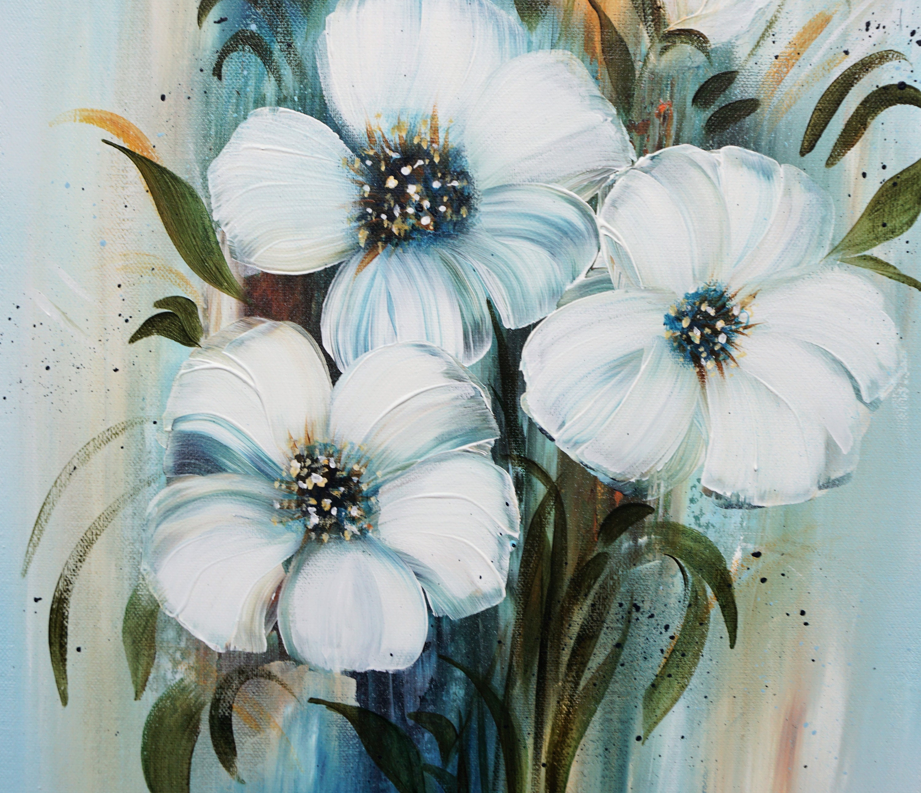 Flower Painting, White Flowers, Acrylic Painting, Modern Art, Flowers ...