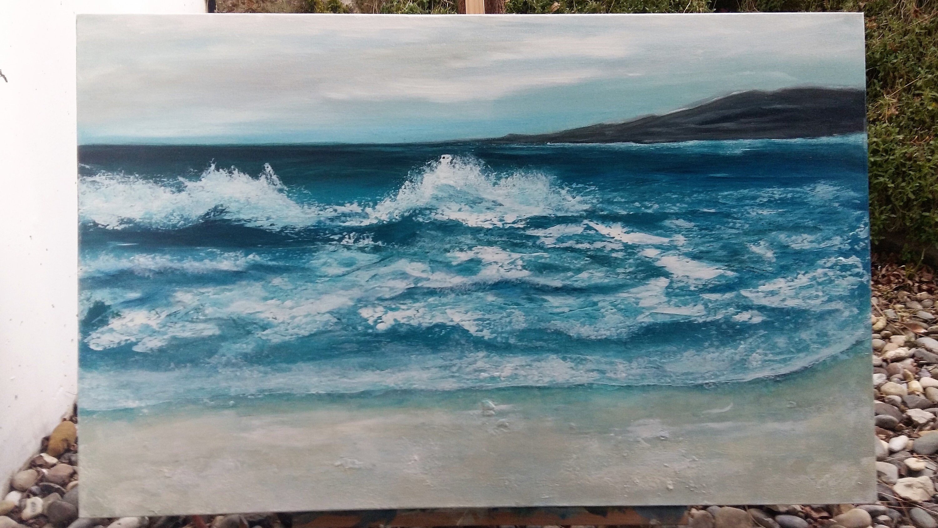 The Sea, Sea Scape Hand-painted, Acrylic Painting, Texture, Waves ...