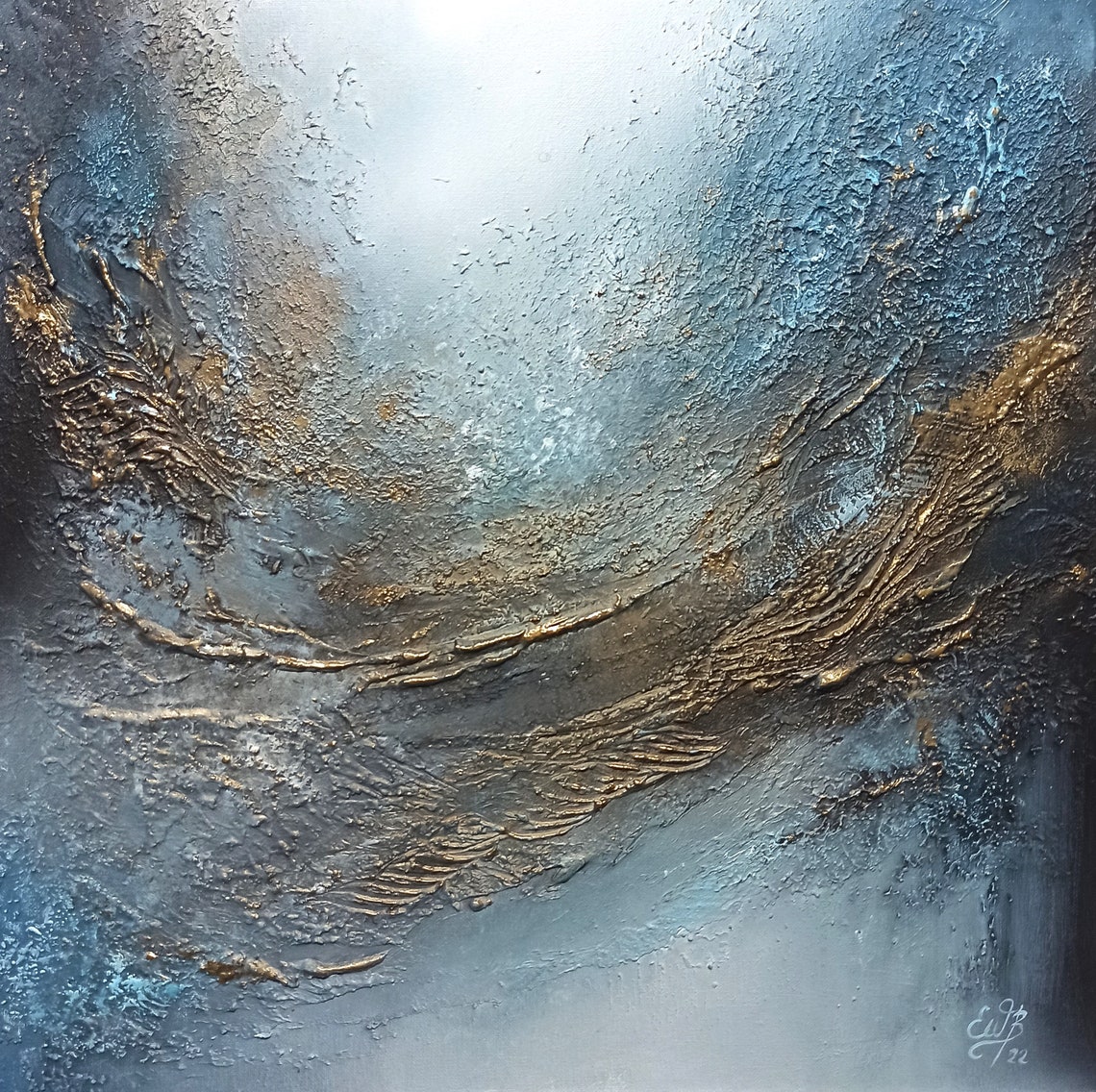 Twilight, Mystical Painting, Abstract Art Hand Painted, Mixed Media ...